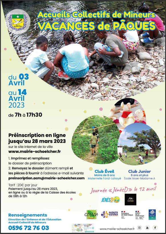 CAF - Vacances de Pâques à Schoelcher du 3 au 14 avril 2023